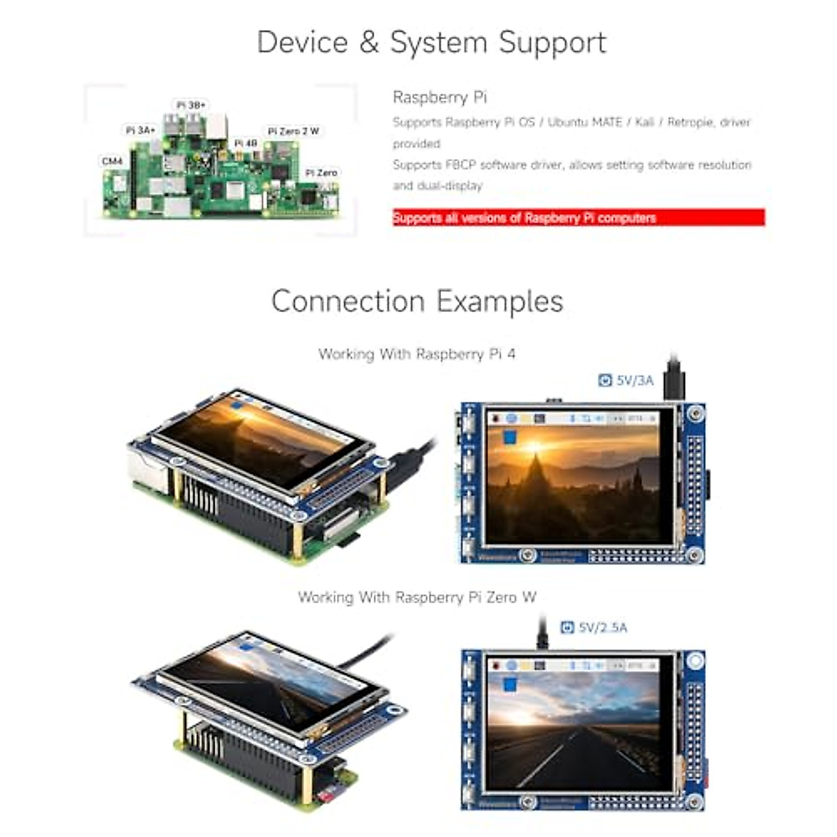 Waveshare 2.8inch Resistive Touch Screen TFT LCD, Compatible with Raspberry Pi 5/4B/3B/Zero/Zero W/Zero 2W/Pico/Pico W/Pico WH, 320x240 Resolution
