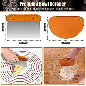 17 Pieces Banneton Bread Proofing Basket Set - 9 inch Round and 10 inch Oval Sourdough Bread Proofing Baskets - A Complete Bread Making Kit, Danish Whisk, Bowl Scraper, Dough Scraper, & Bread Lame