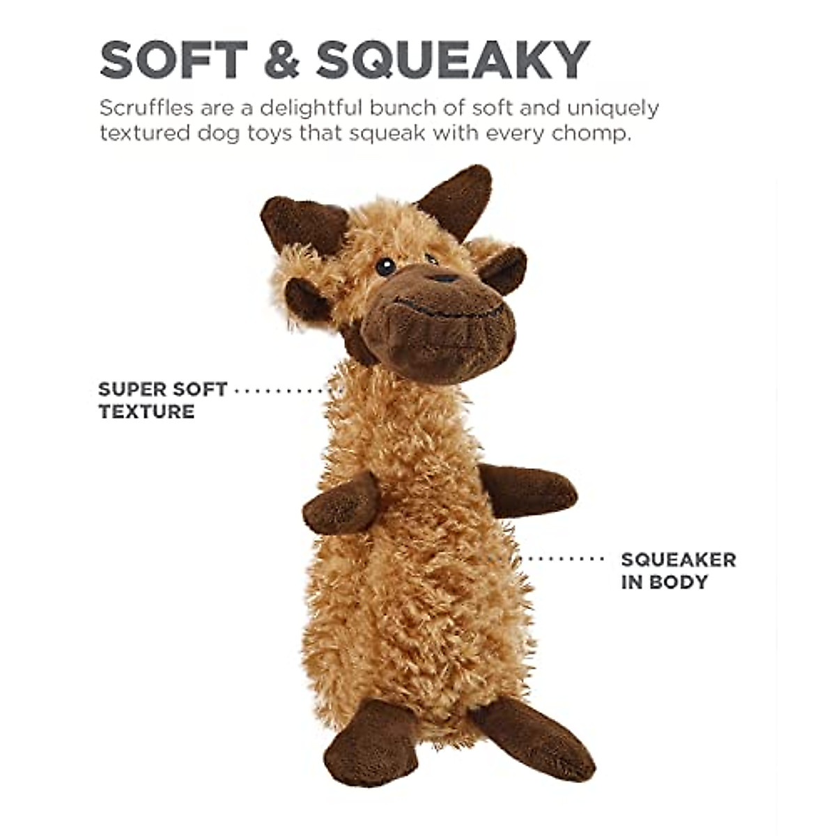 Outward Hound Scruffles Moose Plush Squeaky Dog Toy, Small