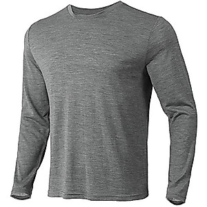 Merino Protect 100% Merino Wool Base Layer Mens Long Sleeve T-Shirt Thermal Underwear Odor Resistance for Hiking Hunting Gray