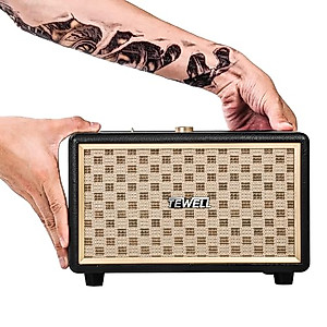 Home Speaker with Premium Audio | Rich Bass, Rotary Dial for Volume Control | Toggle Switch, Wireless Bluetooth & 3.5mm Aux Input for Turntable | Record Player, AC Powered (Upgraded Version)