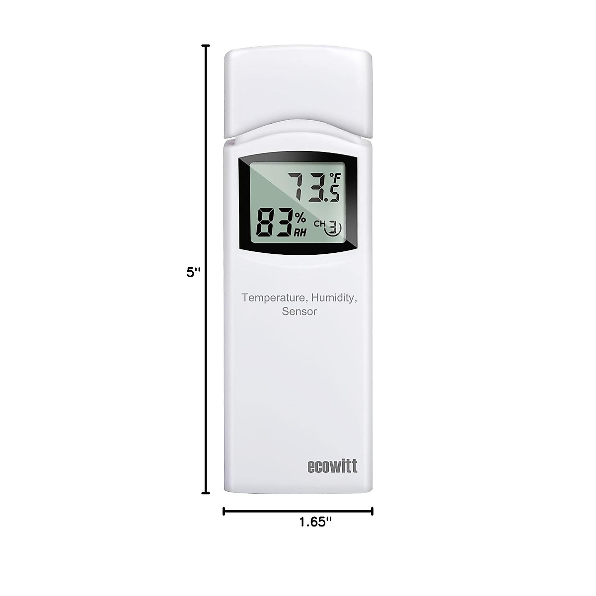 Ecowitt WH32 Wireless Outdoor Temperature and Humidity Sensor, Thermometer and Hygrometer Gauge with LCD Display, Default Degree Fahrenheit, Remote App Monitoring