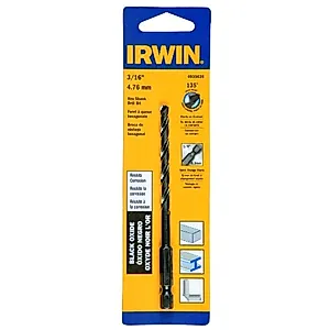 Irwin Tools 4935639 Black Oxide Hex Shank Drill Bit, 3/16-Inch