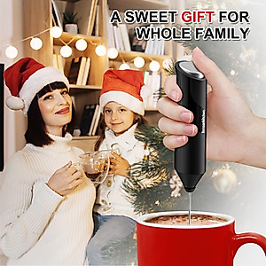 Bonsenkitchen Milk Frother Handheld, Automatic Hand Frother Milk Foam Maker for Bulletproof Coffee, Matcha, Hot Chocolate Stainless Steel Whisk Battery Operated Mini Drink Mixer (Batteries Included)