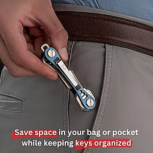 Compact Key Holder for Keychain for Up To 14 Keys - Aircraft Grade Aluminum Key Organizer Keychain, Minimalist Style Key Chain Pocket Clip Design Grey