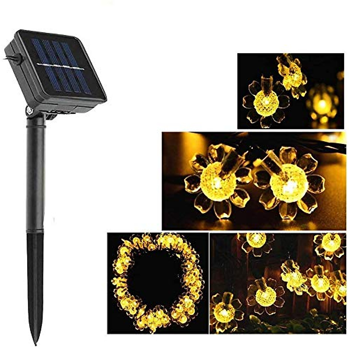 AMZSTAR Solar Sunflower String Lights, 21ft 50 Sunflower LED Christmas Light Waterproof Solar Fairy String Lights for Outdoor, Gardens, Homes, Wedding, Christmas Decoration (Warm White)