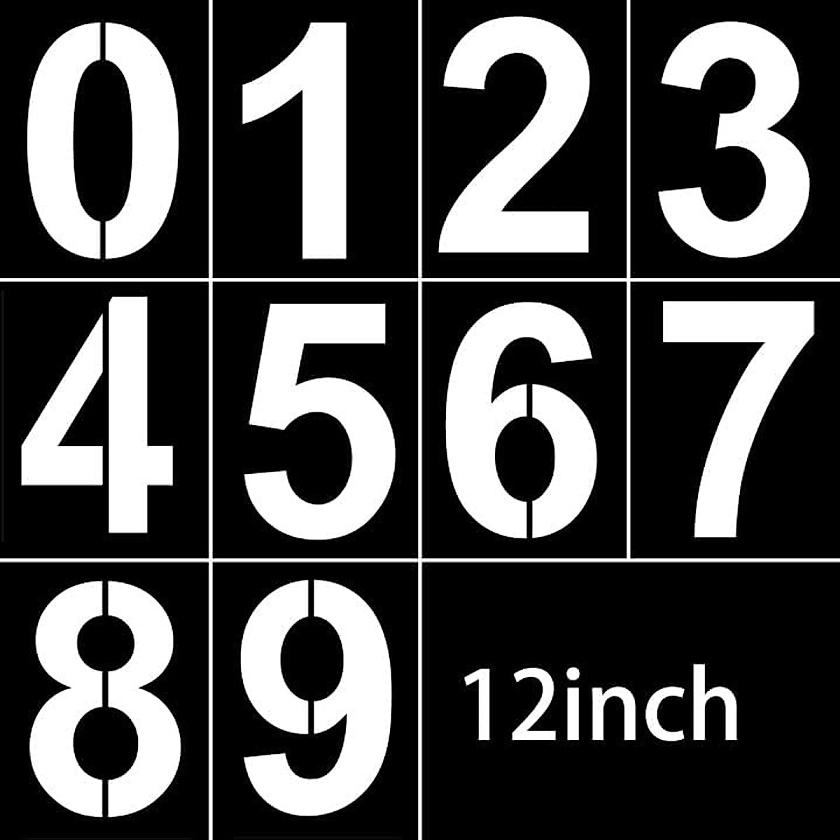 12 Inch Large Number Stencils Set Reusable Plastic Large Size Number Stencils for Cake Stencil Address Number Painting Stencils