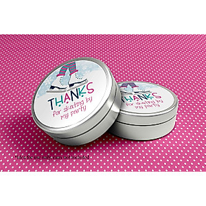 Ice Skating-Themed Thank You Sticker Labels for Girls, 40 2" Party Circle Stickers by AmandaCreation, Great for Party Favors, Envelope Seals & Goodie Bags