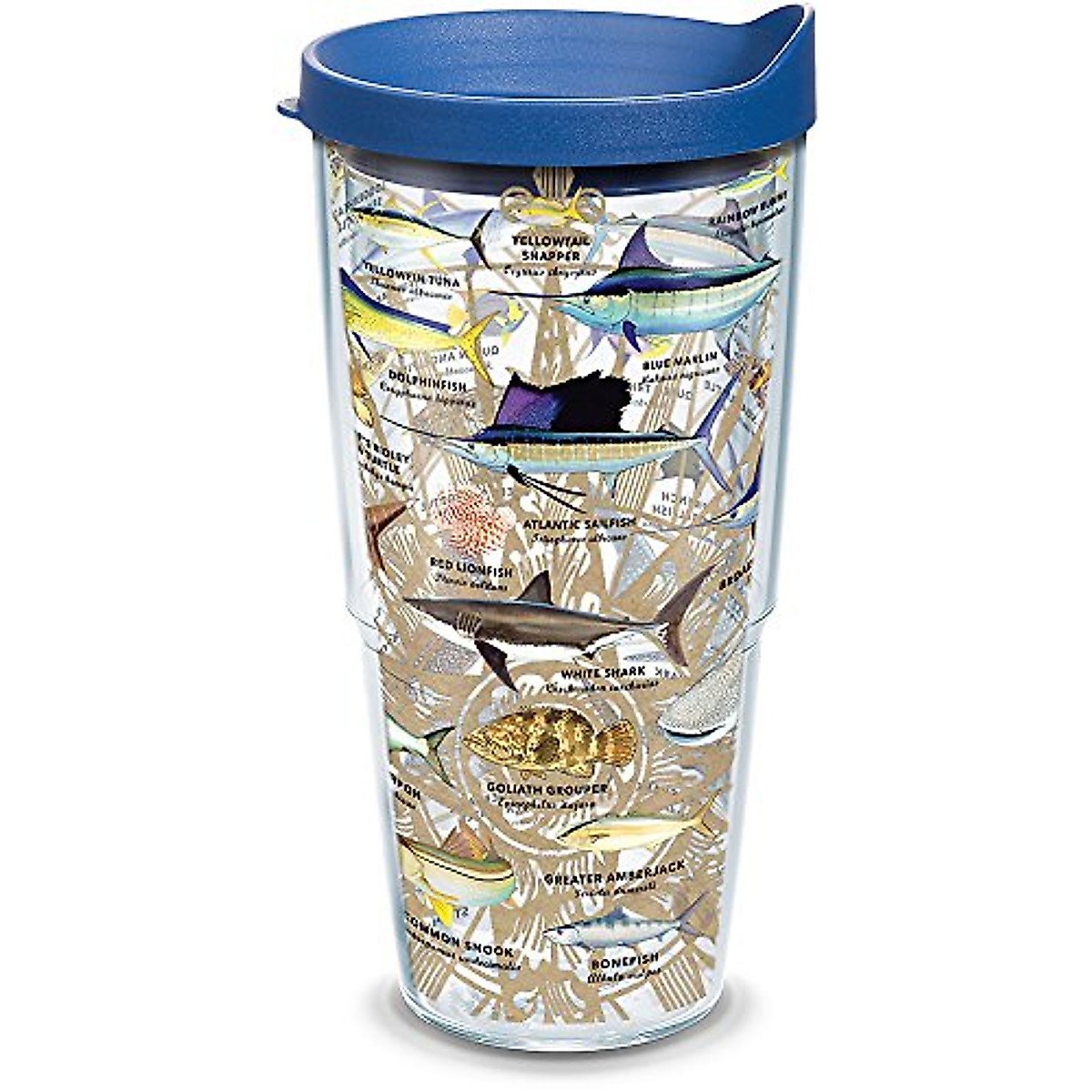 Tervis Made in USA Double Walled Guy Harvey Insulated Tumbler Cup Keeps Drinks Cold & Hot, 24oz, Charts