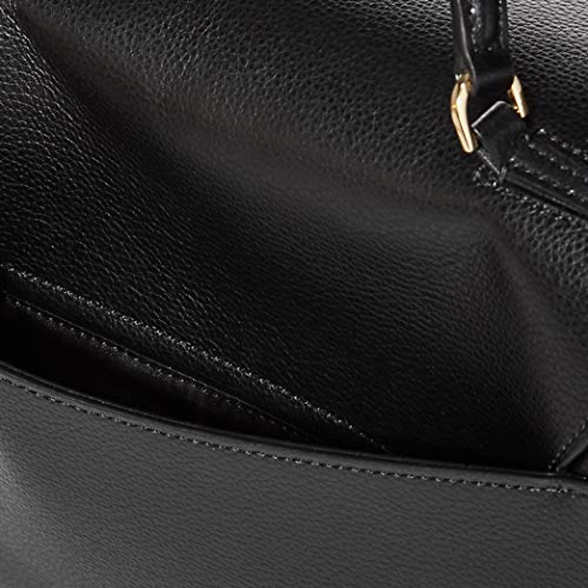 Calvin Klein Iris Hermine Leather Top Handle Satchel, Black/Gold