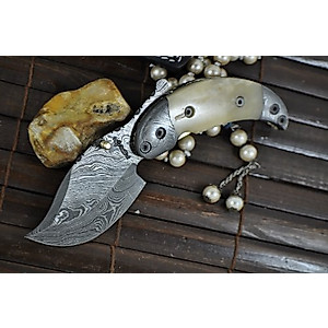 Perkin Knives Custom Damascus Handmade Folding Knife