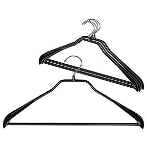 Mawa by Reston Lloyd BodyForm Series Non-Slip Space-Saving Clothes Hanger with Bar for Pants, 16-1/2", Style 42/LS, Set of 5, Black