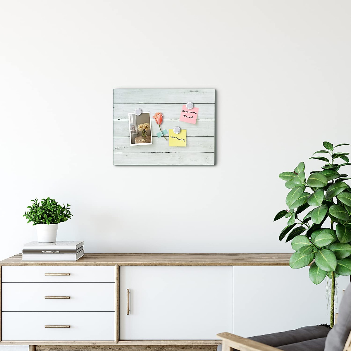 Aitakatta Wooden Planks Print Magnetic Surface Dry Erase Board, 12 x 16 inches Decorative White Board for Wall with Design, Frameless Dry Erase Board for Wall（Plank,4030,1pc）