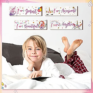 Yulejo Unicorn Rainbow Girls Room Wall Decor Unicorn Rainbow Motivational, Inspirational Wall Art Bedroom Decor for Girls Kids Bedroom Nursery Decorations (Smart Style)