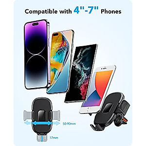Car Phone Holder, Zethors Phone Mount for Car Dashboard Air Vent Cradle Stable Suction with 360° Flexible, Shockproof 2-in-1 Car Phone Holder Compatible with iPhone 13 Pro Max 12 11, iOS Android Phone