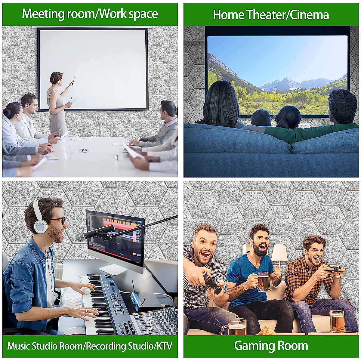 12 Pcs Acoustic Panels,Self-adhesive Sound Dampening Panels, 12 X 10.5 X 0.4 In Sound Proof Foam Panels,High Density Sound Proofing Padding for Wall, Acoustic Treatment for Studio, Home (grey)