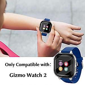 [2 Pack] Kuaguozhe Case Compatible for Gizmo Watch 2 Screen Protector for Kids（2 Pack）, Hard PC Overall Protective Case and Tempered Glass Screen Protector for Verizon Gizmo Watch 2,Clear+Clear