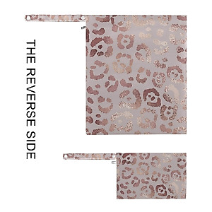 Moudou 2pcs Rose Leopard Wet Dry Bag Waterproof Reusable Baby Cloth Diaper Wet Dry Organizer with Two Zippered Pockets for Travel, Beach, Pool, Stroller, Diapers, Dirty Gym Clothes, Wet Swimsuits