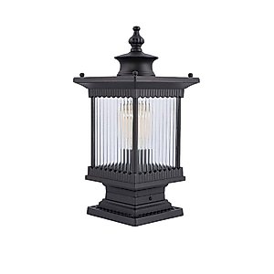 MODEBHD European Retro Outdoor Post Light, Die-cast Aluminum Villa Courtyard Patio Garden Lighting Fixture E27, Waterproof and Moisture-Proof IP65 Garden Gate LED Pillar Lamps, Square Post Lantern