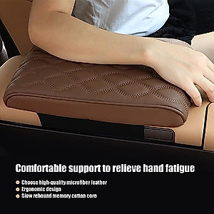 Dewkou 1 Pack Auto Center Console Pad, Memory Foam Car Leather Arm Rest Covering, Universal Waterproof Armrest Box Booster Pad, Anti-Scratch Cover for Car Armrest Box, for Most Vehicle (Coffee)