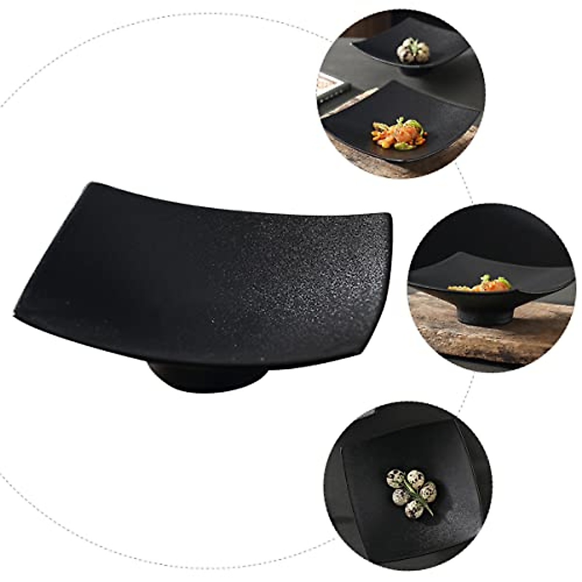 BESTonZON Square Dinner Plates, serving platters serving trays dessert plate Matte Black Serving