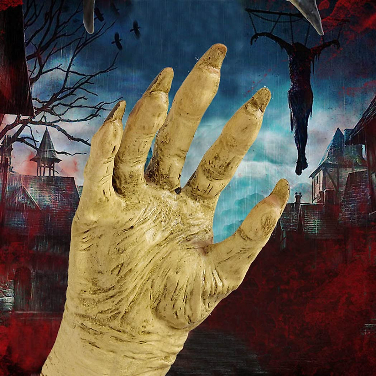 Urieo Halloween Costume Gloves Nude Horror Zombie Hands Tricks Cosplay Party Props Monster Glove for Adults