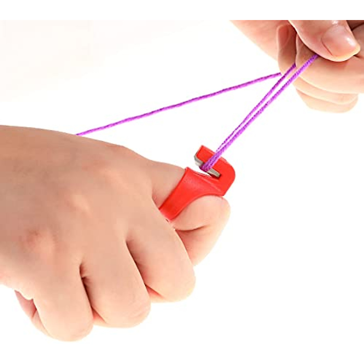 WOIWO 3 PCS Finger Thread Cutter Practical Ring Thread Cutter Ring Knife Sewing Tool Knitting Knife (Random Color )