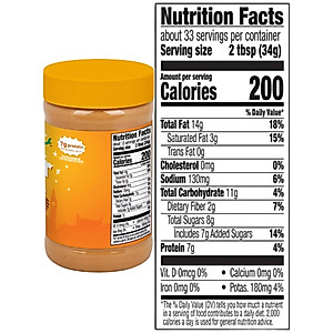 Honey Roast Creamy Peanut and Natural Honey Spread, 16.3 Ounce Plastic Jars (Pack of 2)