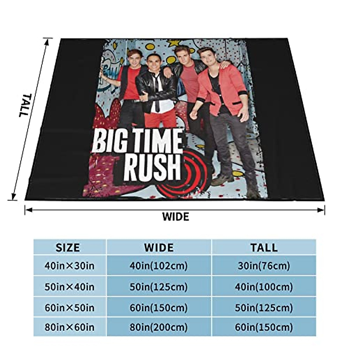 CUPLES Big Singer Time Band Ru Popularity Sh Blanket Suitable for All Seasons Fashion Backpacking 80"x60" Black