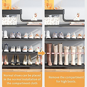 Johofiow Versatile Shoe Cabinet with Storage Rack,Entryway Shoe Rack, Shoe Stand for Closet,Stackable Boot & Shoe Storage,for Entryway,Hallway,Living Room,Closet (White, 4-Tier)