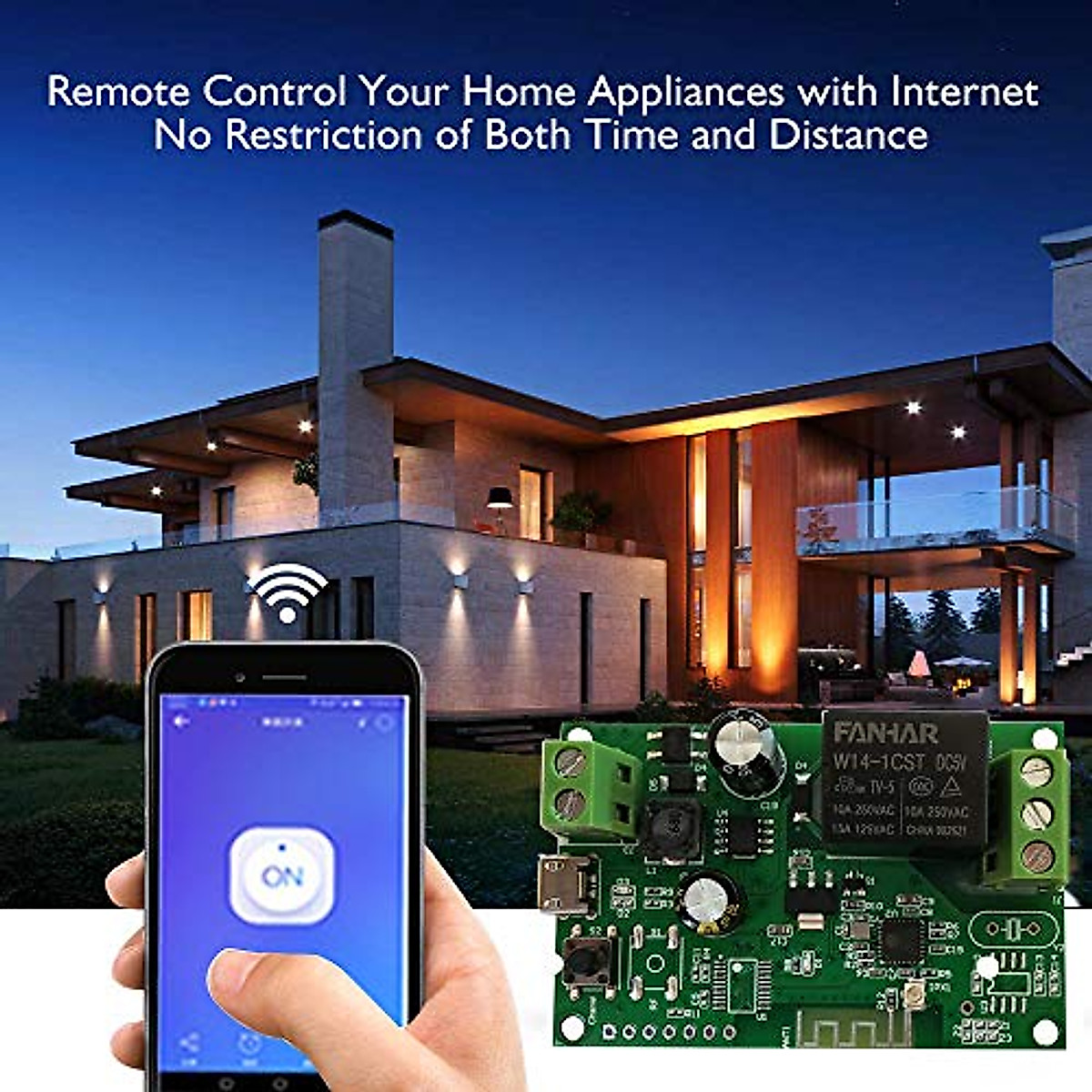 WIFI Momentary Inching Relay Self-locking Switch Module Wireless Relay Switch Module for Household Appliances, Compatible with Alexa Echo Google home, DC 7-32V DIY Switch Module for Garage Door Opener