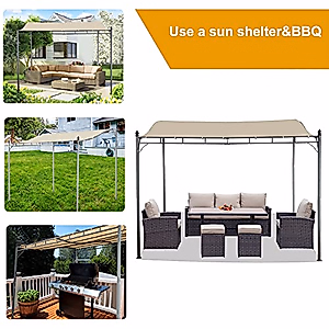 Aweather Metal Pergola Gazebo for Patio Backyard,Sun Shade Shelter for Porch Party,Garden,Grill Gazebo(Beige)