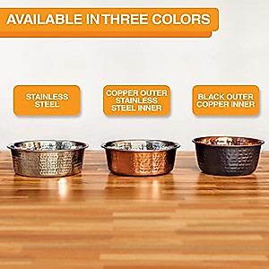 Neater Pet Brands Hammered Decorative Designer Bowls - Luxury Style Premium Dog and Cat Dishes (Small, Black Copper)