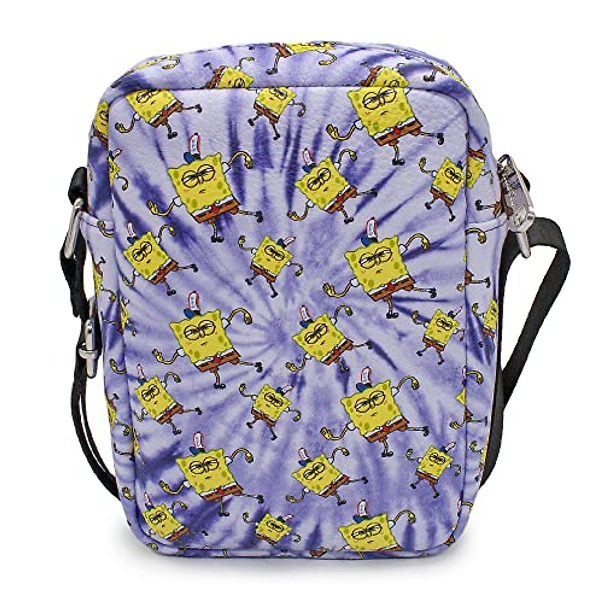 Buckle Down Nickelodeon Bag, Cross Body, Spongebob Squarepants, Dancing, Tie Dye Purple, Vegan Leather