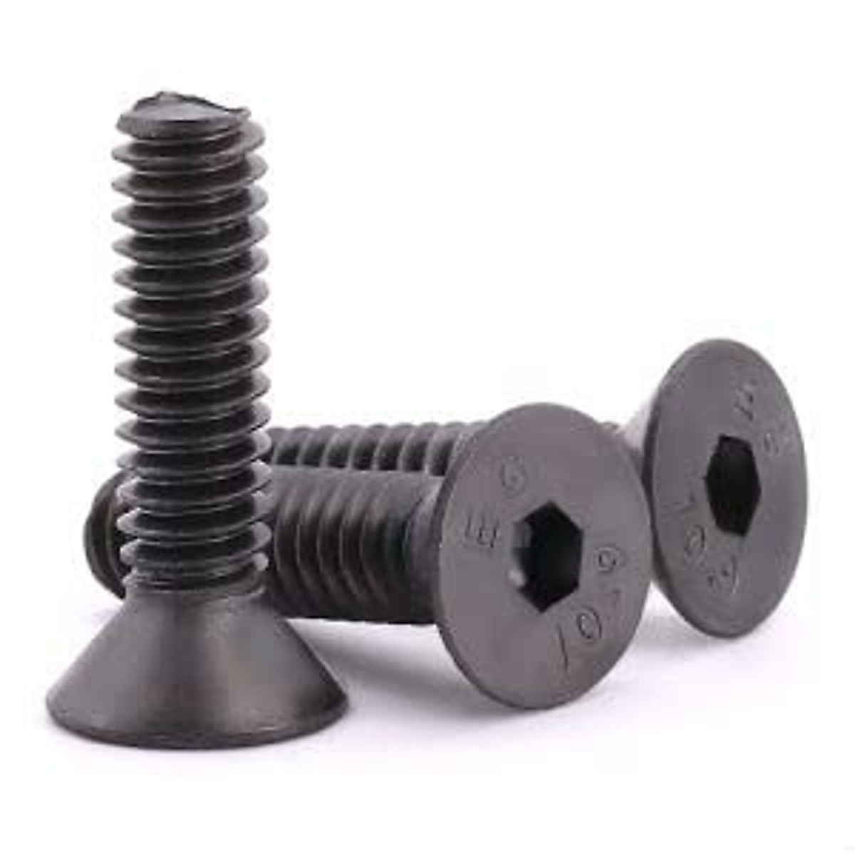 M6-1.0 x 20mm (30 PCS) Countersunk Head Socket Cap Screws, Black Oxide Finish, 10.9 Grade Alloy Steel, Full Thread, Coarse Thread, DIN 7991