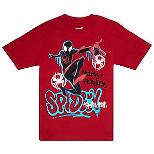 Marvel Spiderman Graphics Boys 4-Piece Set, 4-Pack Short Sleeve T-Shirt Bundle Set for Kids and Toddlers (Black/Red/Yellow/Blue, Size 8)