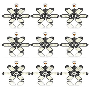 fomidao Led Garage Lights 9 Pack E26/E27 Garage Lights Super Bright Deformable LED Garage Ceiling Lights 220W Garage Lighting for Basement Barn Workshop Shop