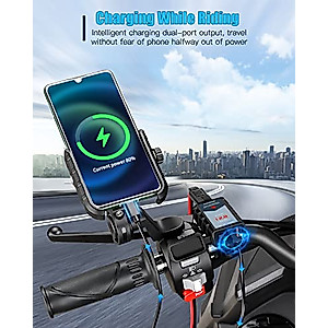 EXTRACTME 6.8A Motorcycle USB Charger, Quick Charge 3.0 Dual USB Motorcycle Phone Charger with Voltmeter & ON/Off Switch, Waterproof Motorcycle Accessories SAE to USB Adapter