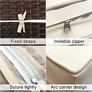 Qaworci Outdoor Cushion Slipcovers, Waterproof Patio Cushion Covers Replacement, Washable Patio Cushion Covers, Cushion Covers for Patio Furniture with Zipper (Beige)