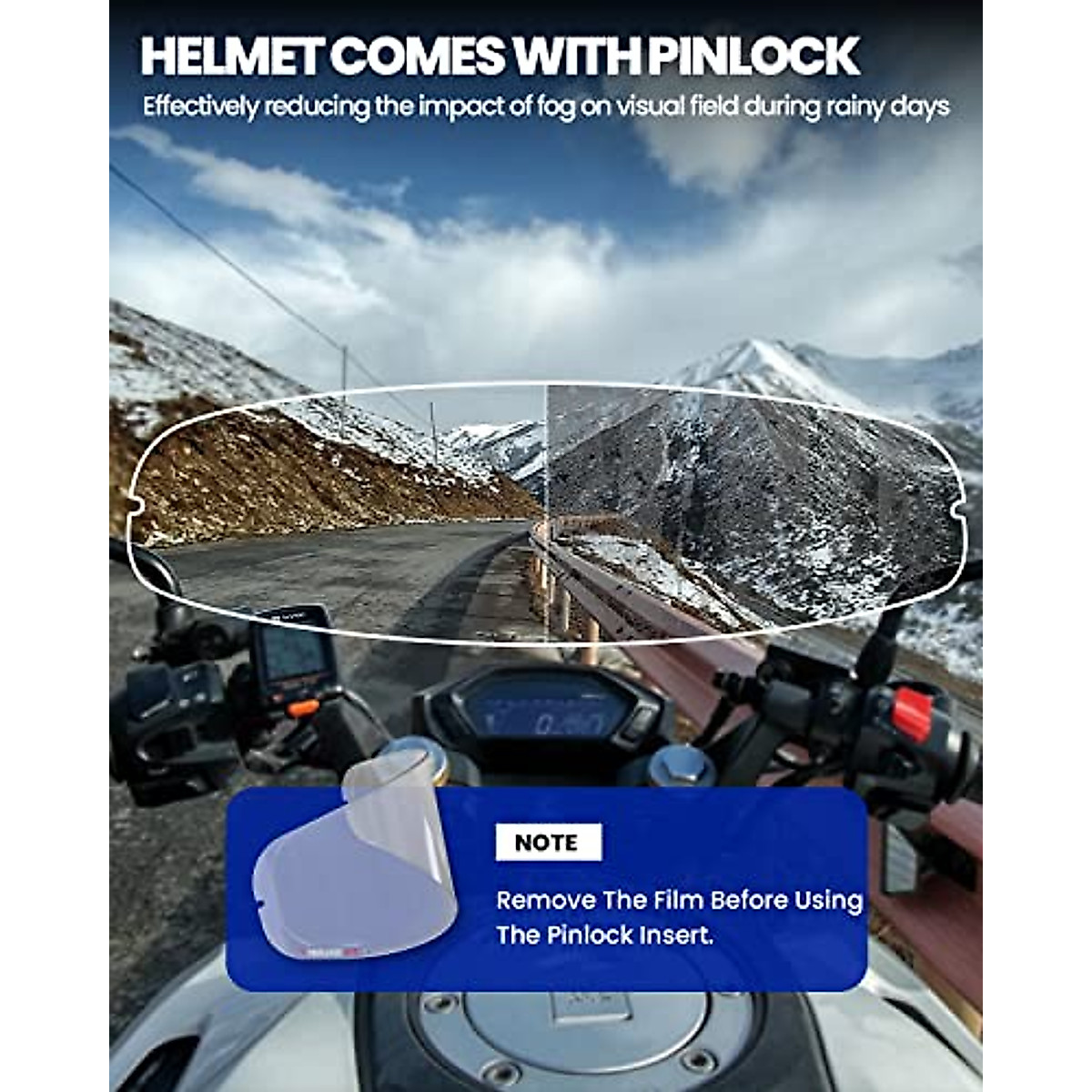 ILM Motorcycle Full Face Modular ATV Helmet Three in One Snowmobile Casco with Pinlock Anti Fog Visor for Men Women DOT Model-909F(Matte Black XXL)