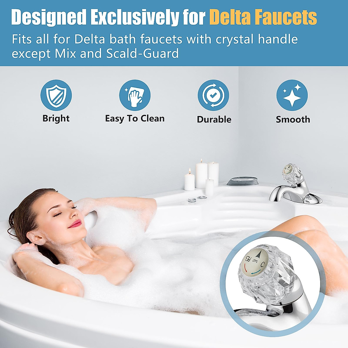 Faucet Handle Replacement for Delta Faucet RP2391 Clear Shower Knob Kit, Single Knob with an Offset Hole Perfect Fit Shower or Tub Sized at 2-1/2" X 2-1/8"