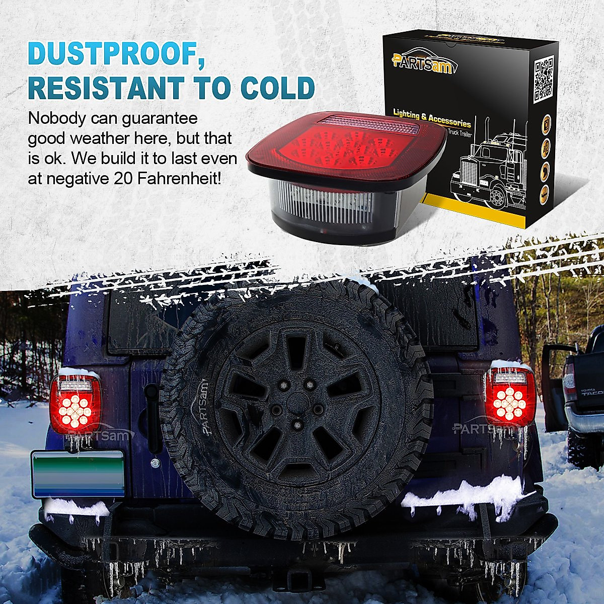 Partsam 2x Red/White 39 LED Stop Turn Tail Stud Lights Replacement for Jeep CJ YJ JK Truck Trailer Boat RV, Hardwired