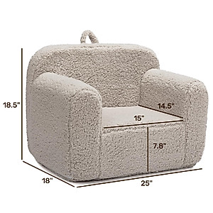 ALIMORDEN Kids Ultra-Soft Snuggle Foam Filled Chair, Toddler Cuddly Sherpa Reading Couch for Boys and Girls, Light Grey