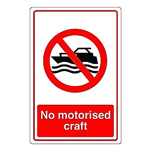 BannerBuzz No Motorised Craft Sign with Symbol Metal Aluminum Prohibited Sign Rust Free, UV Print Coated and Weatherproof Sign, Indoor Outdoor Use (24" W X 36" H, Sign without Holes)