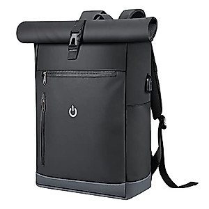 HOMIEE 30L Travel Backpack Expandable Roll Top Backpack Fits 17 Inch Laptop, Water Resistant Carry on Backpack Casual Daypack College School Bookbag with Laptop Pocket