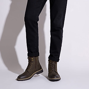 Vostey Mens Boots Motorcycle Casual Boots for Men Zipper Fashion Chukka Boots Mens(BMY8033A Darkbrown 10.5)