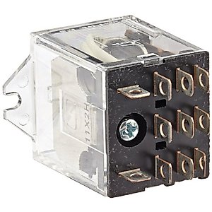 Omron LY3F-AC24 General Purpose Relay, Standard Type, Plug-In/Solder Terminal, Upper Mounting Bracket, Single Contact, Triple Pole Double Throw Contacts, 80 mA at 50 Hz and 67 mA at 60 Hz Rated Load Current, 24 VAC Rated Load Voltage