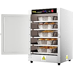 VEVOR Hot Box Food Warmer, 19"x19"x29" Concession Warmer with Water Tray, Five Disposable Catering Pans, Countertop Pizza, Patty, Pastry, Empanada, Concession Hot Food Holding Case, 110V UL Listed