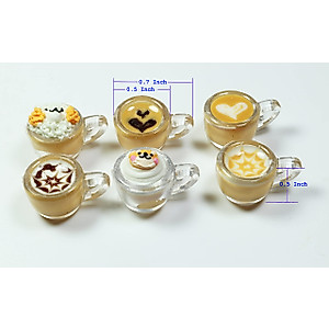 6 Mix Coffee Latte Art Dollhouse Miniature,Tiny Coffee,Drink Beverage Dollhouse Accessories for Collectibles
