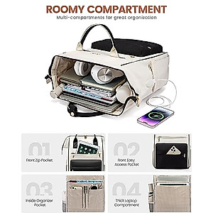 LOVEVOOK Laptop Backpack for Women Teacher Nurse Bag, 15.6 Inch Womens Work Bags, Waterproof Travel Backpack Purse, Business Computer Laptop Bag with USB Port, Black